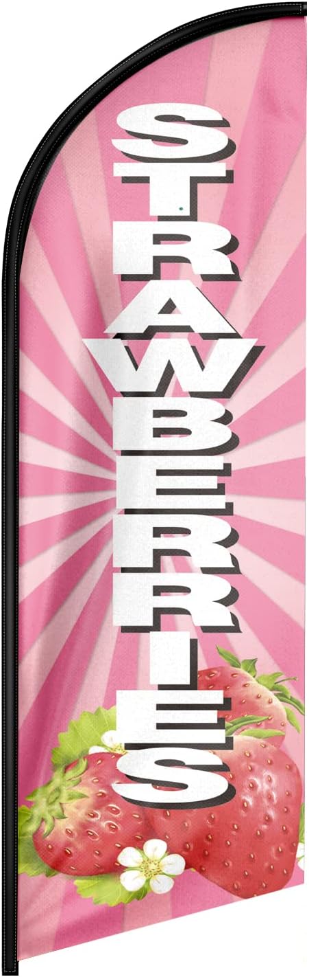 Strawberry Sign - 8ft Strawberries Feather Flag! – FSFlag