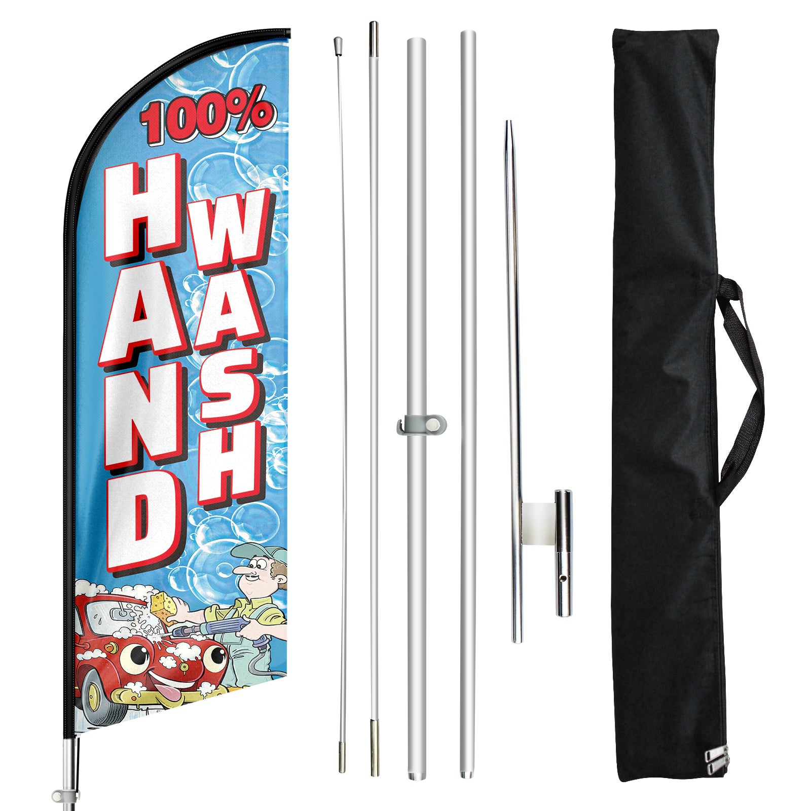 11ft Hand Car Wash Flags Swooper Flag Pole Kit - FSFlag