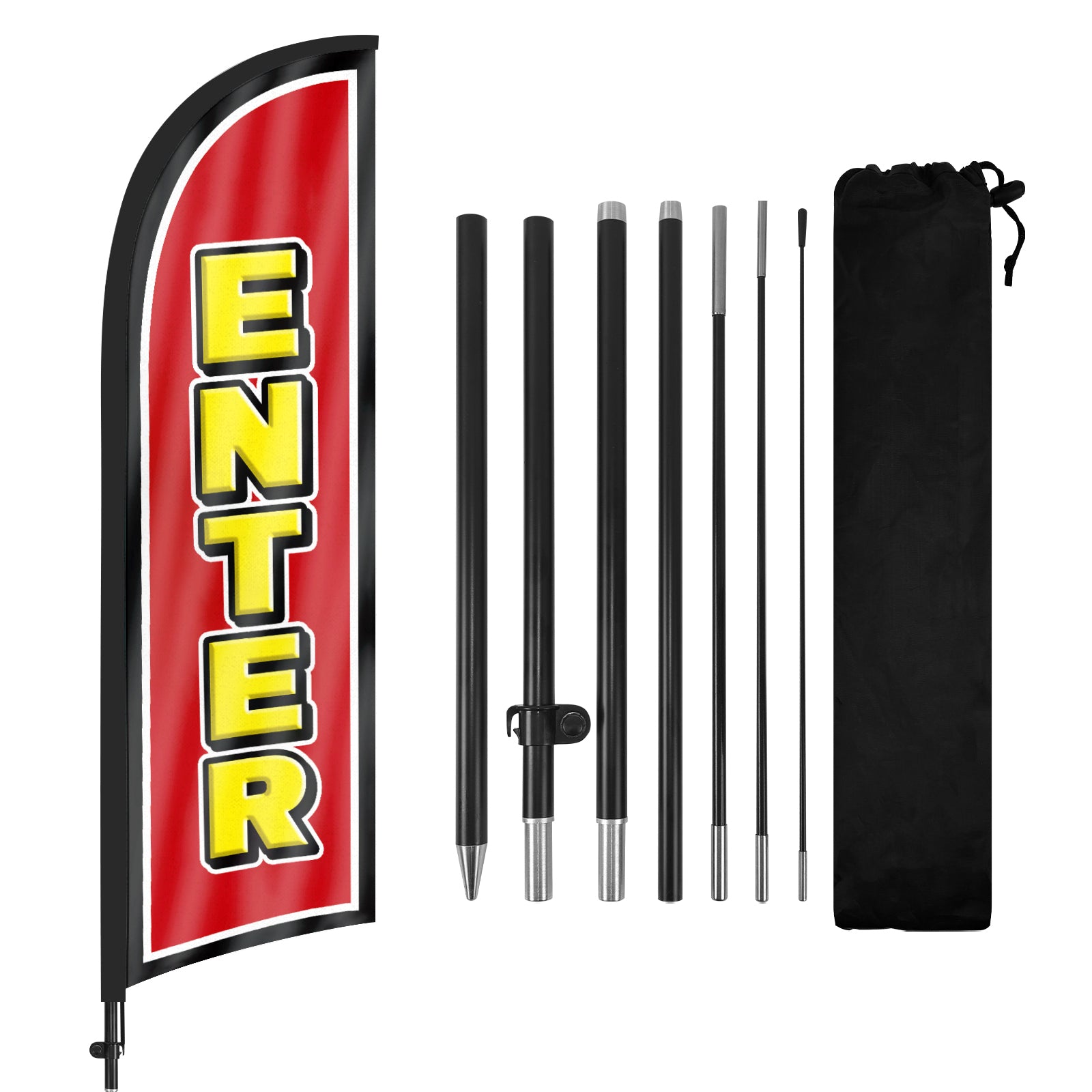8Ft Enter Yellow Feather Flag with Pole & Stake - FSFlag