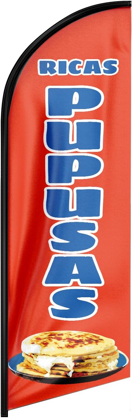 Mexican Food Banner-8ft Red Ricas Pupusas Feather Flag! – FSFlag