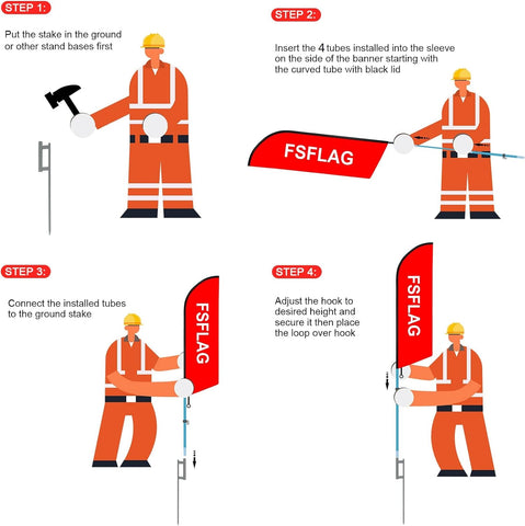 Now Open Flags-11Ft Now Open Flag with Pole and Ground Stake – FSFlag
