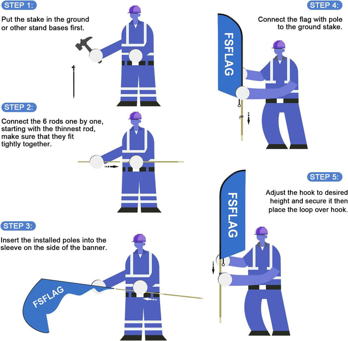8Ft Auto Parts Blue Feather Flag with Pole & Stake - FSFlag
