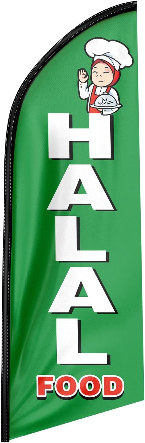 Halal Food sign - 8ft Halal Feather Flag! – FSFlag