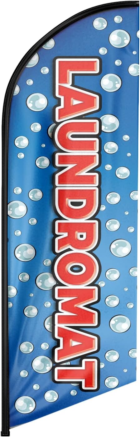 Laundromat Signs-8ft Blud Laundromat Feather Flag – FSFlag