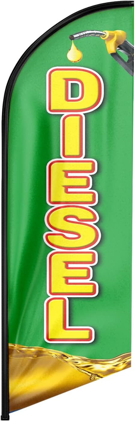Diesel Sign-8ft Green Diesel Feather Flag: Advertising Banner for Dies ...