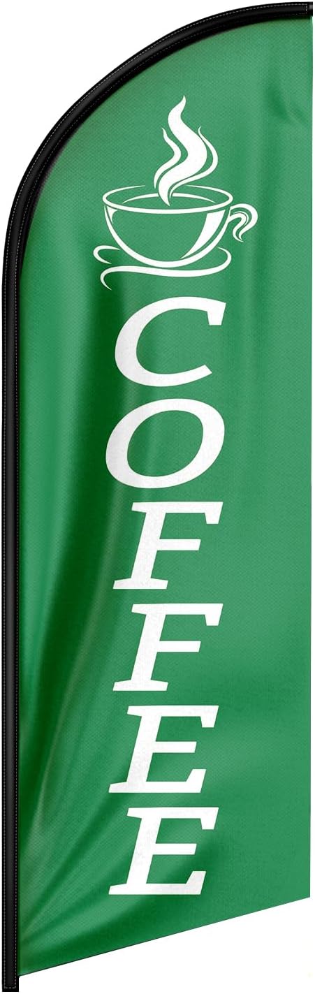 Coffee House Sign-8ft Green Coffee Feather Flag! – FSFlag