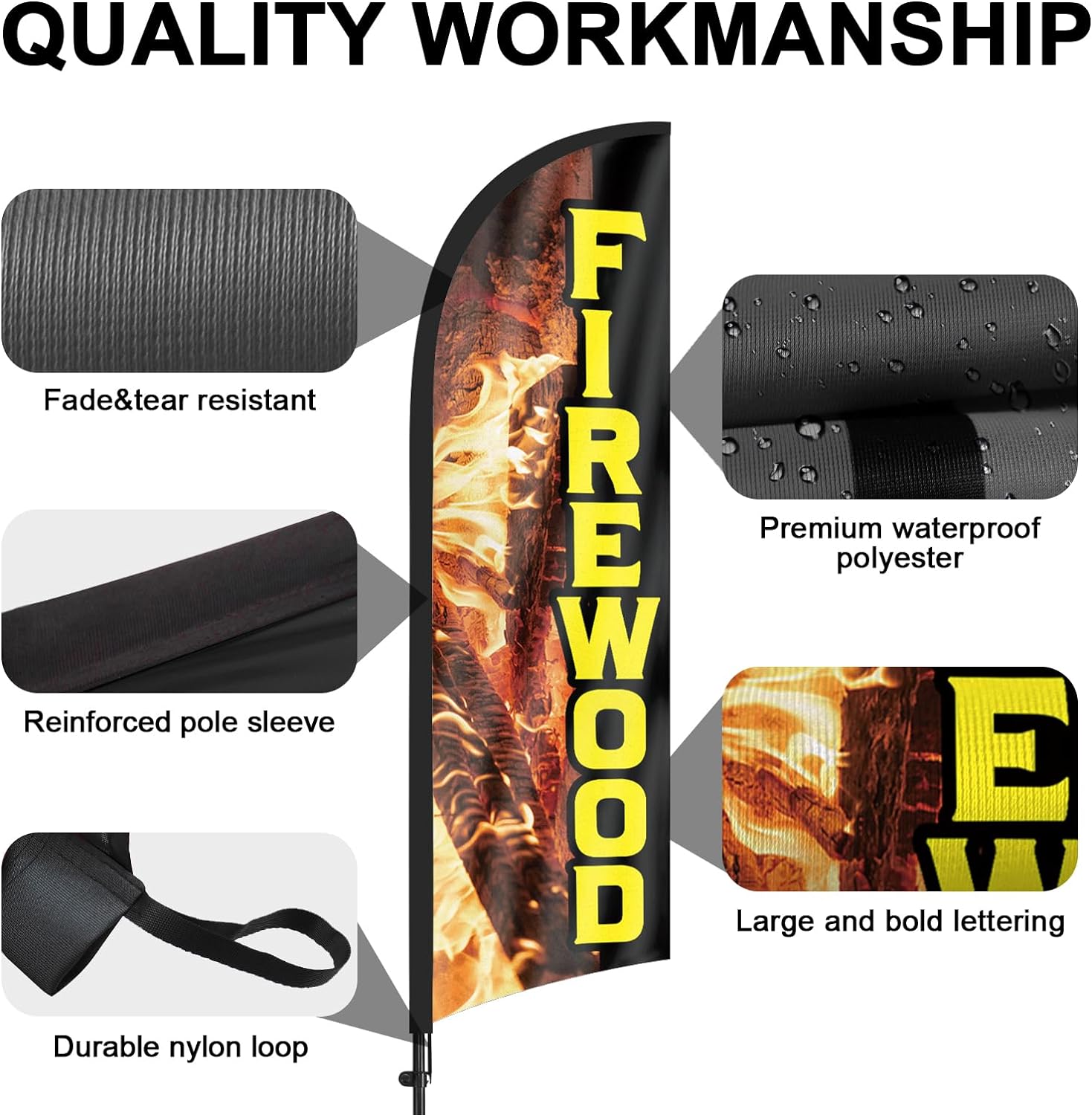 Firewood For Sale Sign-Firewood Feather Flag with Flag Pole and Ground ...