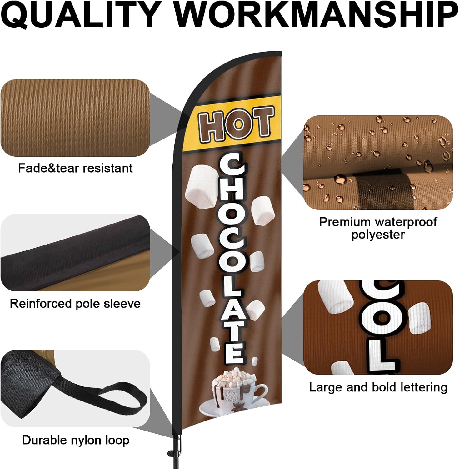 Hot Chocolate Bar Sign-8ft Hot Chocolate Feather Flag Kit with Pole an ...