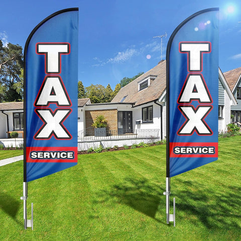 8FT Blue Tax Service Advertising Swooper Flag – FSFlag