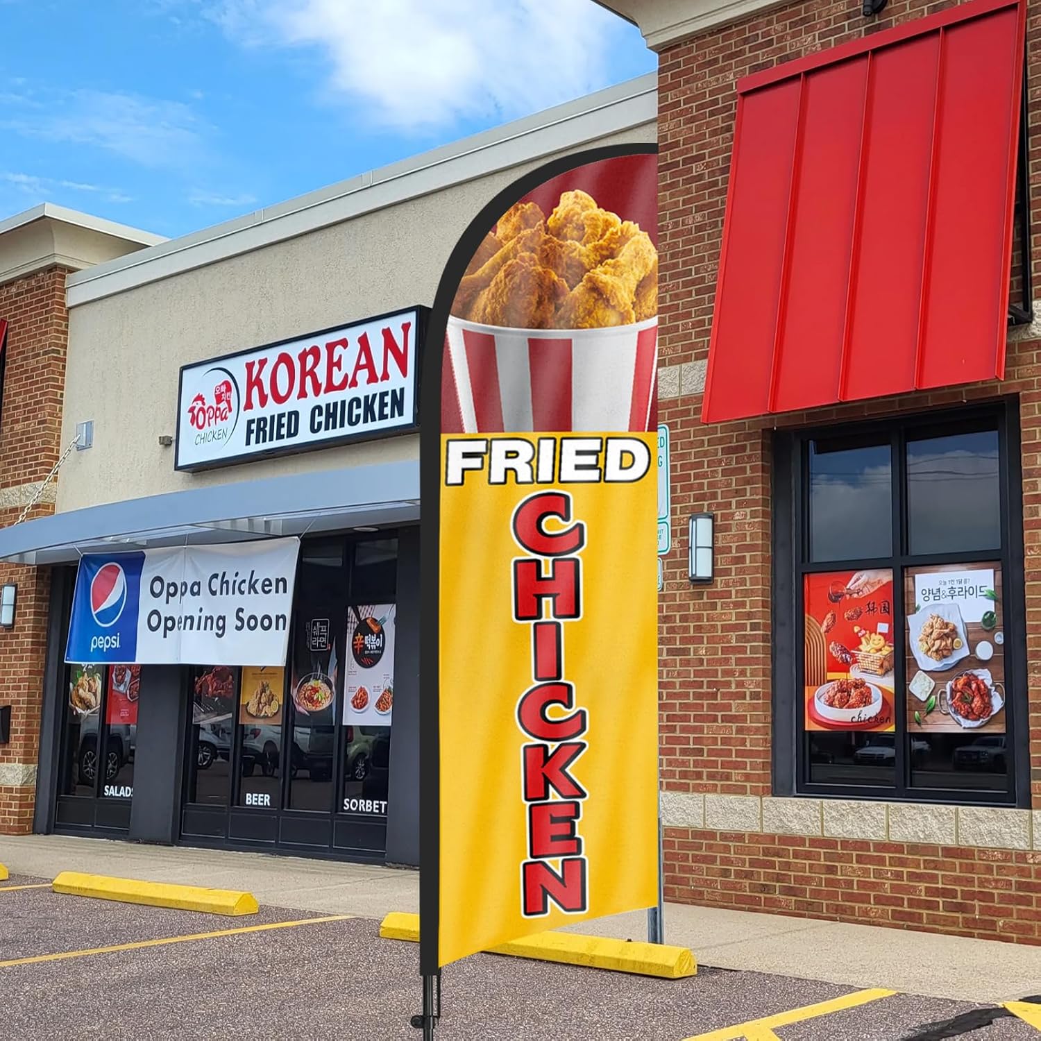 Fried Chicken Flag Kit -8ft Fried Chicken Feather with Pole and Stake ...