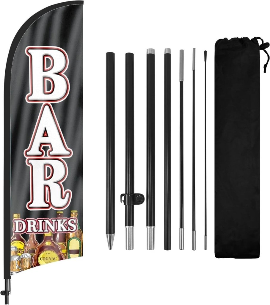 Bar Sign-8ft Bar Sign Drinks Feather Flag Pole Kit- FSFlag