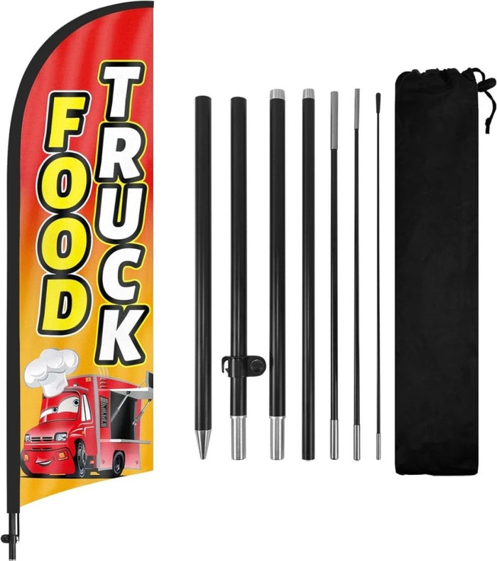 8Ft Food Truck Signs Feather Flags Pole Kit- FSFlag